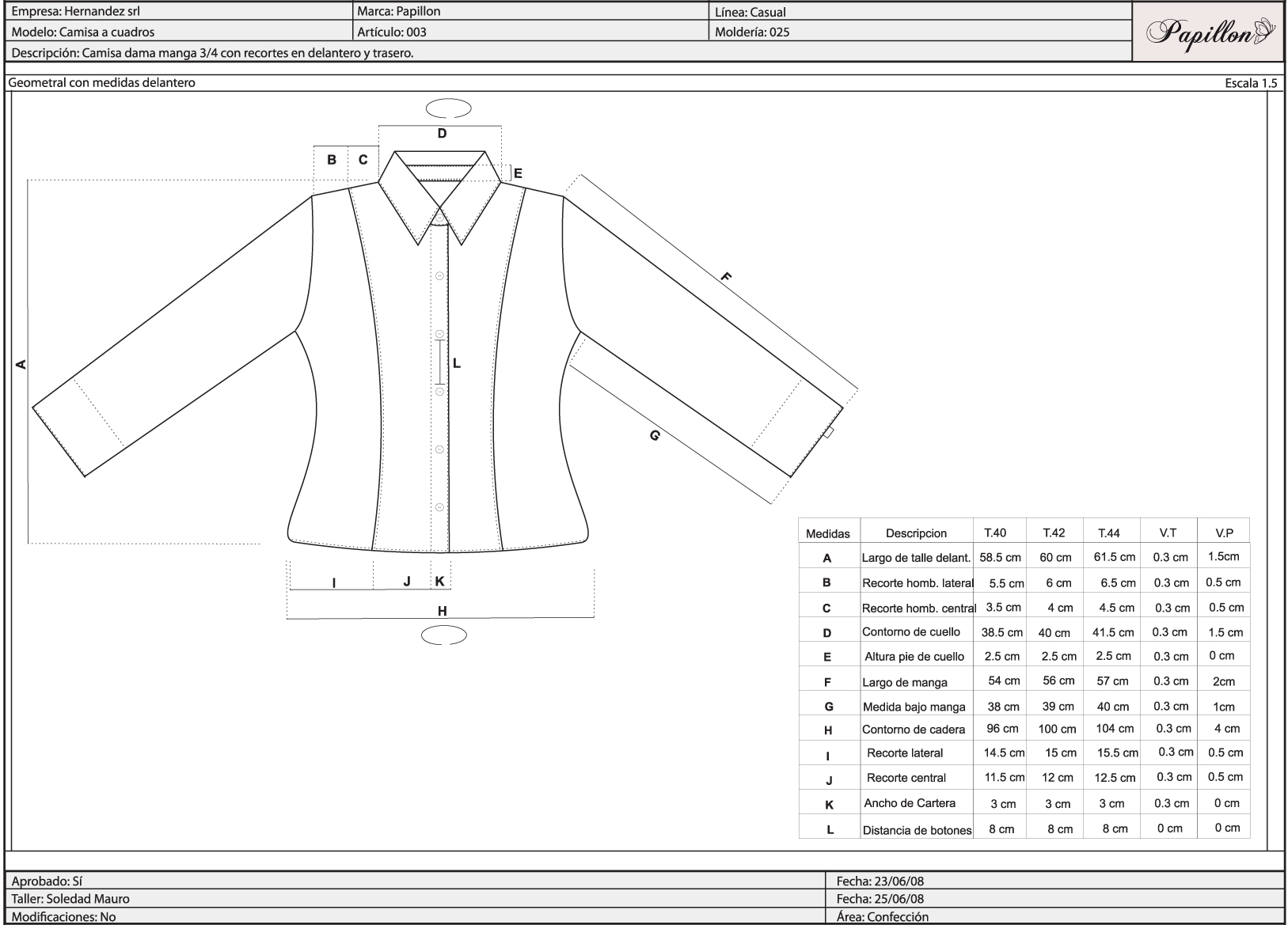 Camisería Parte 1. Geometrales