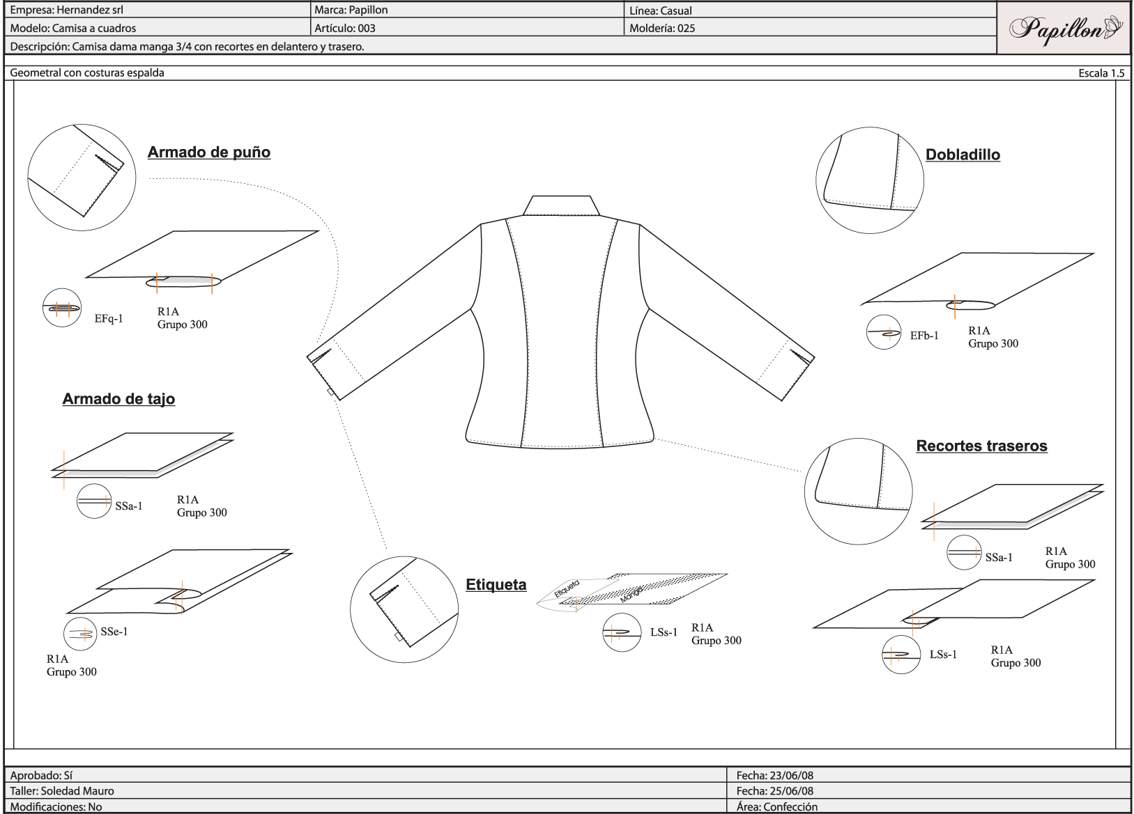 Camisería Parte 1. Geometrales